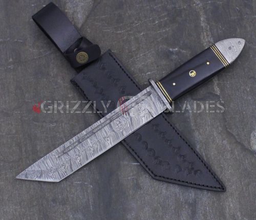 Buy Damascus Steel Custom Handmade Hunting Bowie Tanto Knife 13.5 Inches - Damascus Knives in ...