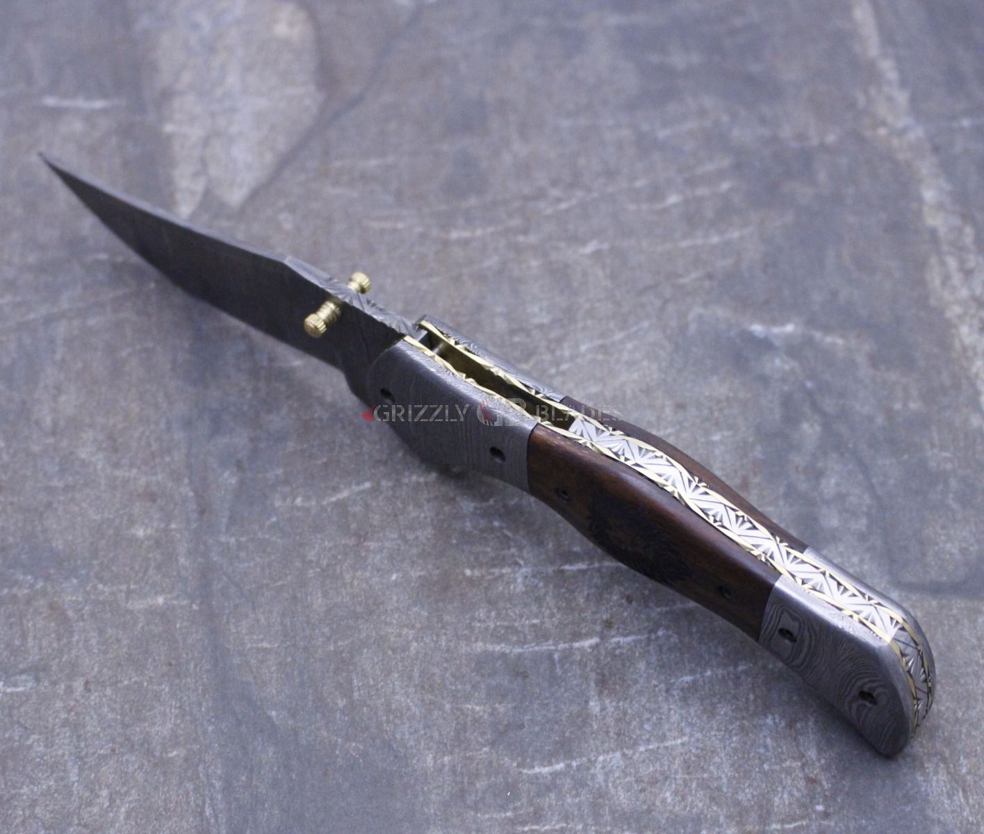 Buy Lion Damascus Steel Custom Handmade Folding/pocket Knife 9 Inches ...