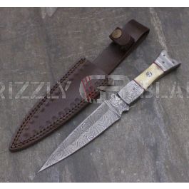 Buy Damascus Steel Custom Handmade Hunting Dagger Knife 10 Inches Camel ...