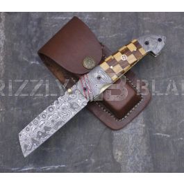 Buy Damascus Steel Custom Handmade Folding/pocket Checker Knife 8.5 ...
