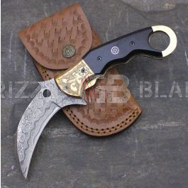 Buy Damascus Steel Custom Handmade Karambit Ring Tail Folding/pocket ...